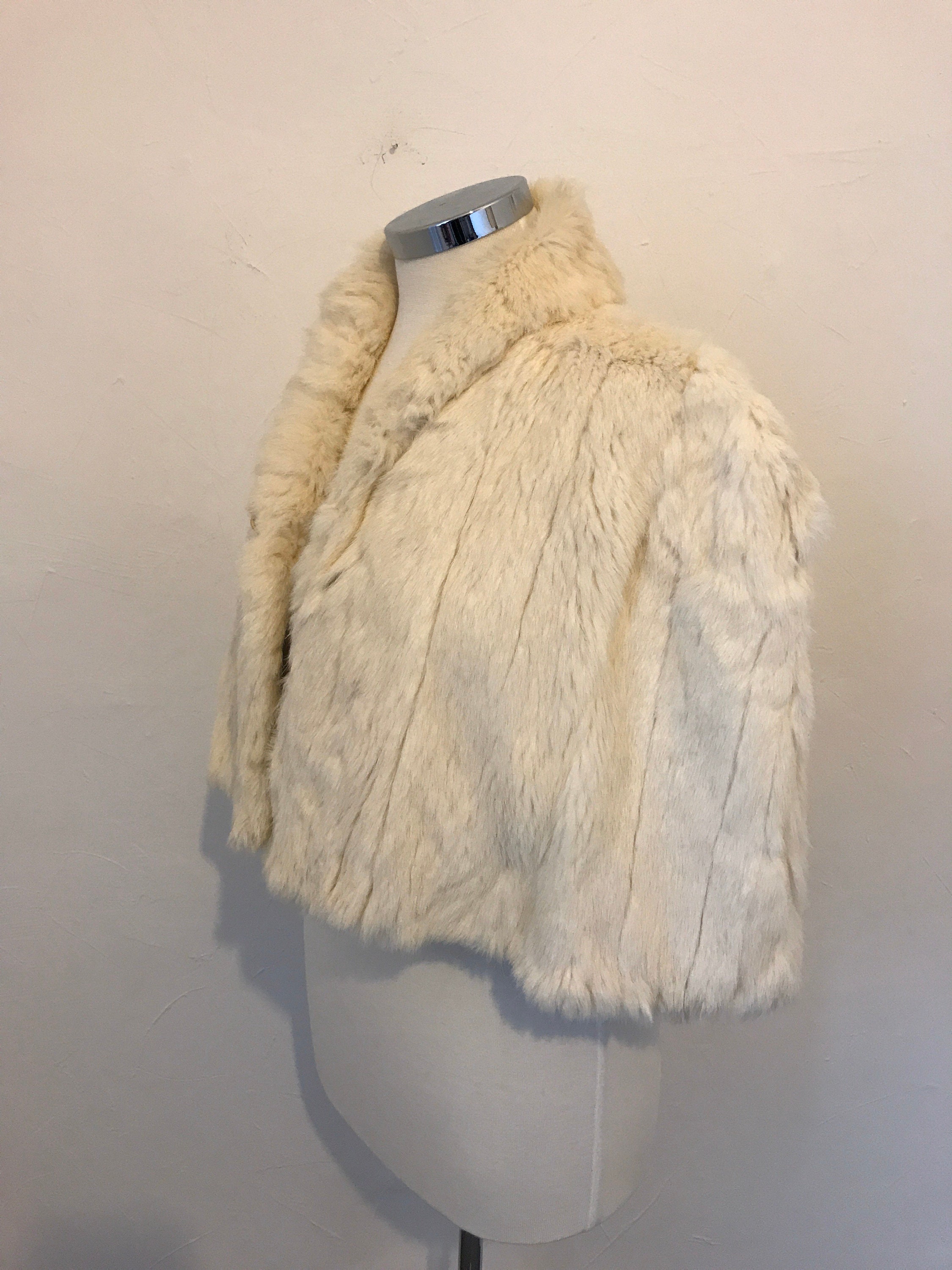 Vintage 1950s White Ermine Fur Shoulder Wrap Cape Capelet 50s Bride
