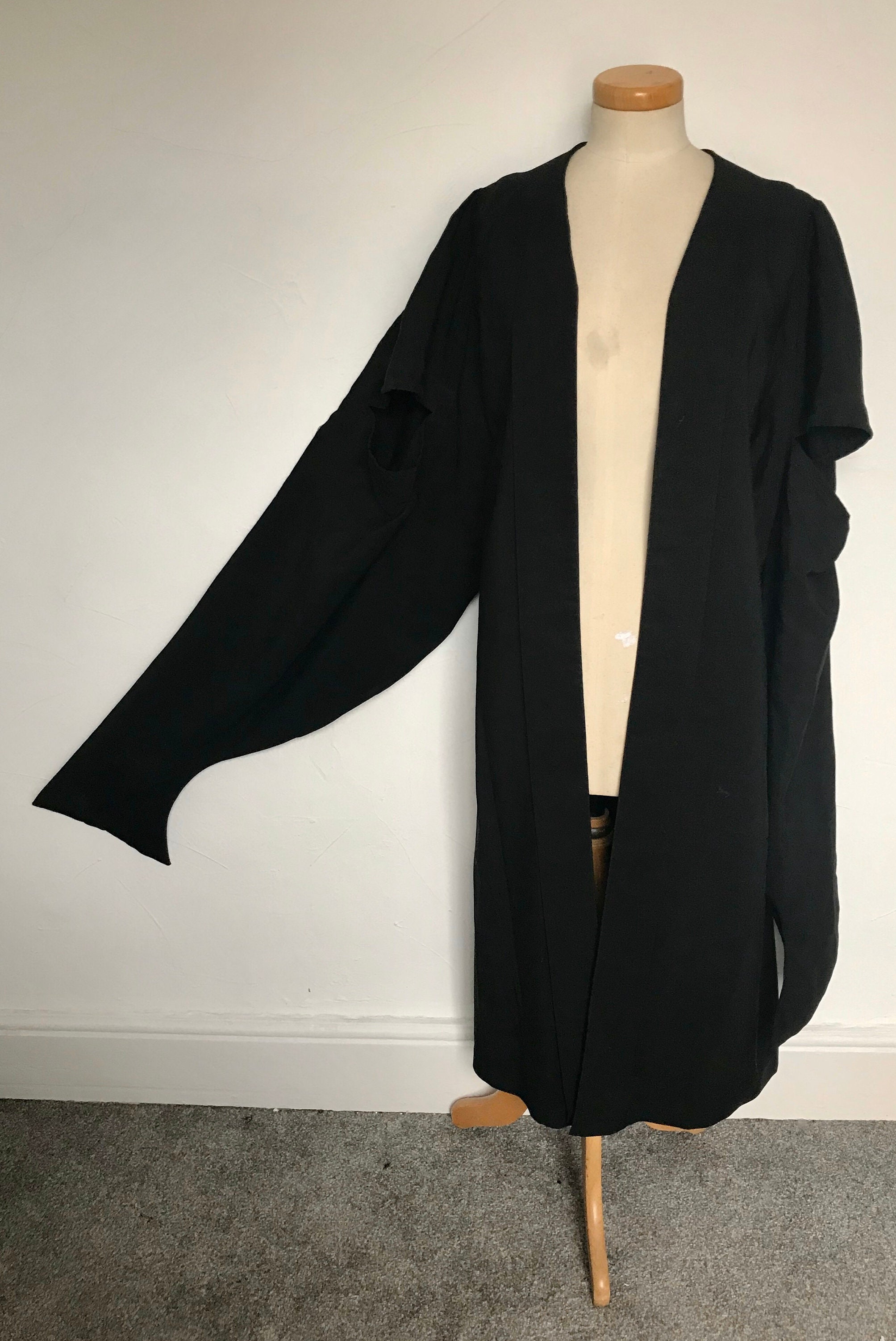 Vintage University Graduation Robe Hooded Cape Cloak Gothic Art Deco