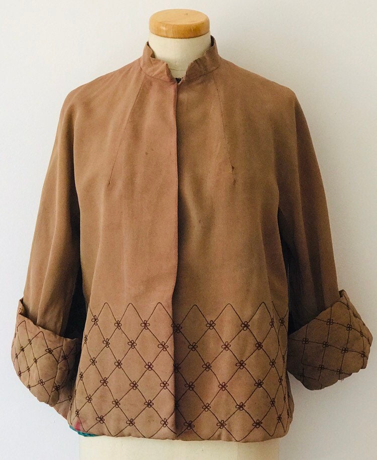 Vintage 1940s Silk Duster Jacket Coat Exquisite Quilting 40s Goodwood ...