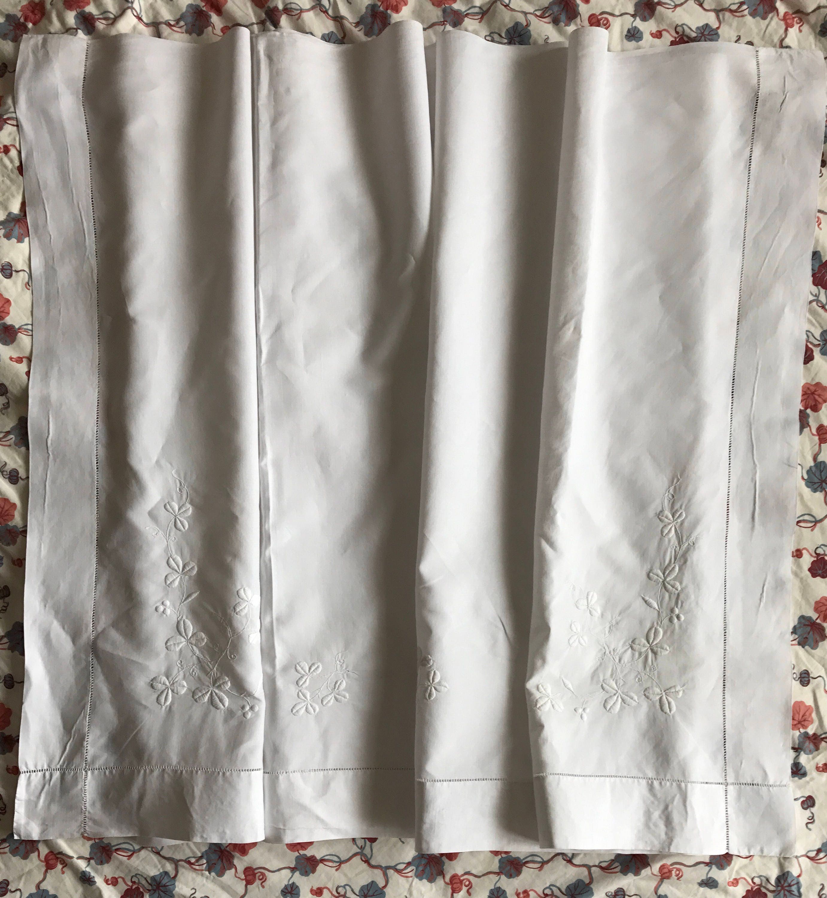 Antique 1800s French Metis Linen Bridal Dowry Bedheader Turn back Sheet ...
