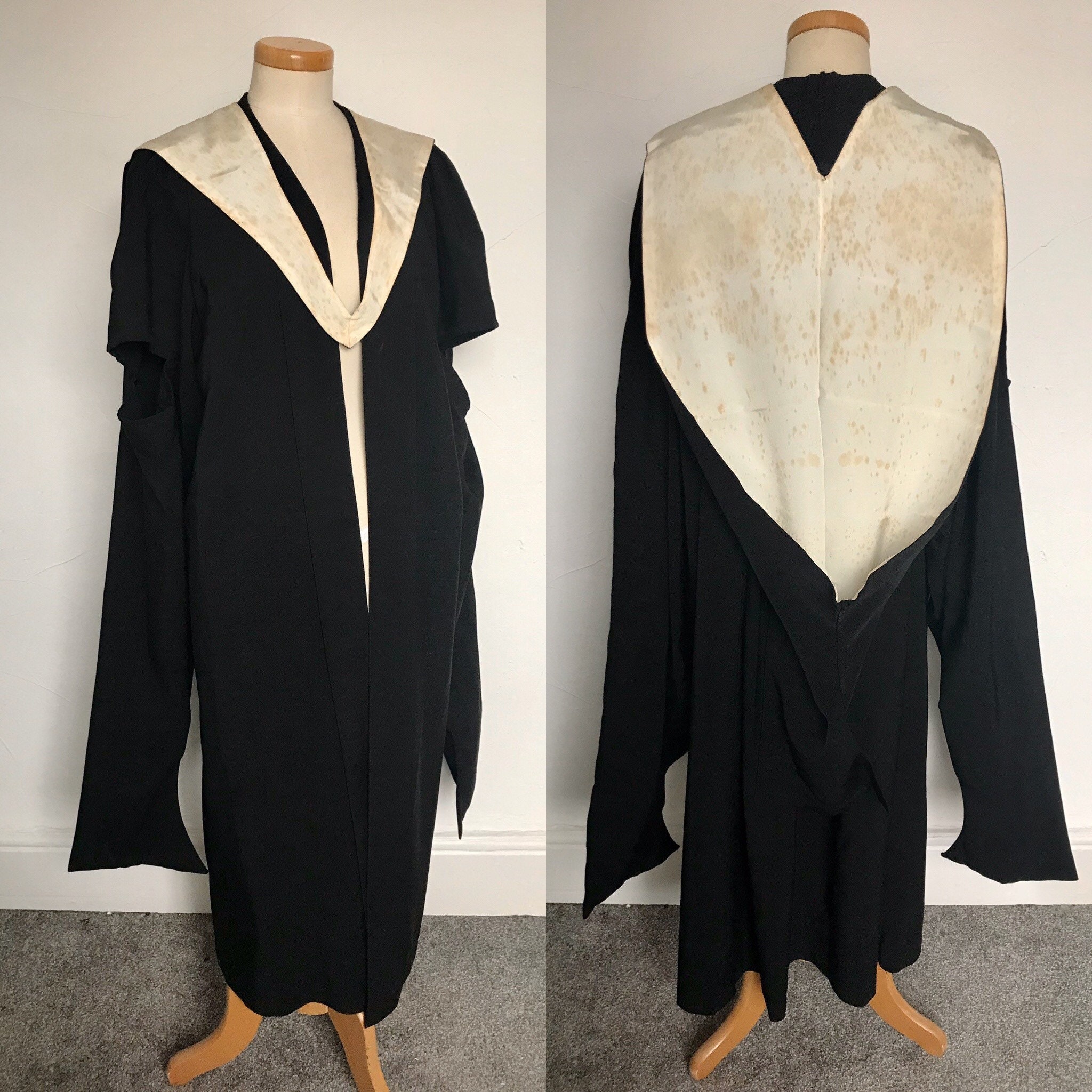 Vintage University Graduation Robe Hooded Cape Cloak Gothic Art Deco