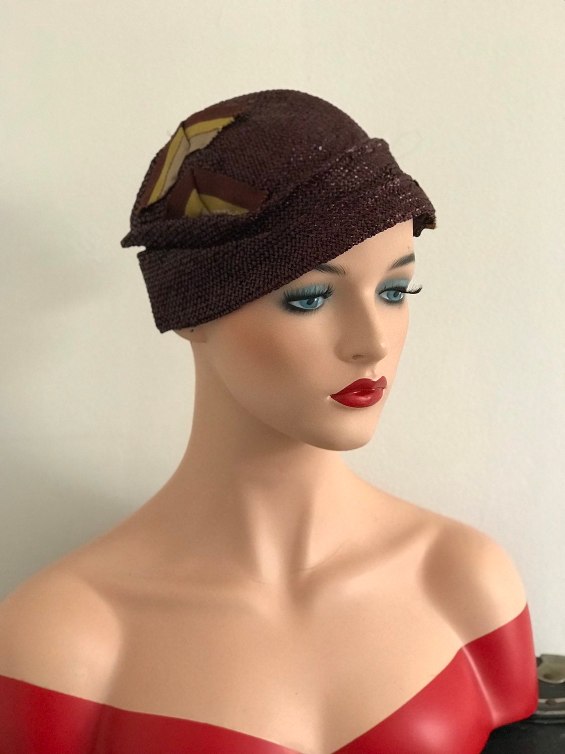 1920s Cloche Hat Silk Ribbon Trim Iridescent Straw Stunning Vintage ...