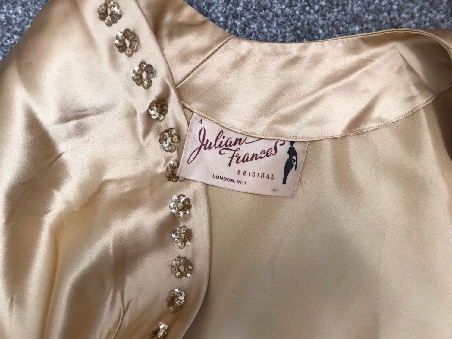 Vintage 1950s Gold Cocktail Dress Bolero Vivid Stylish 50s Goodwood
