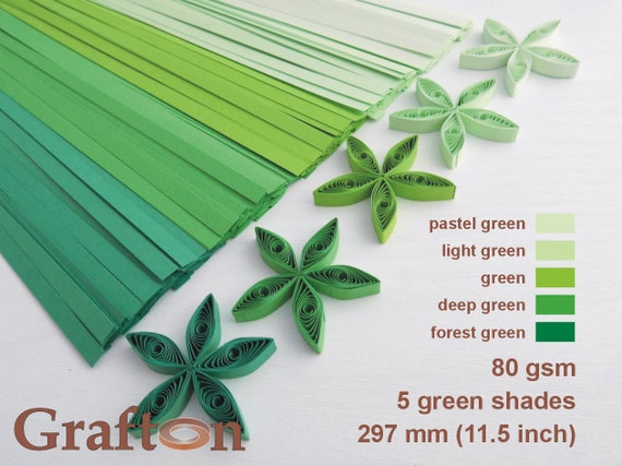 Green Shades Paper Quilling Strips Set of 5 Colors Mix of 5 | Etsy
