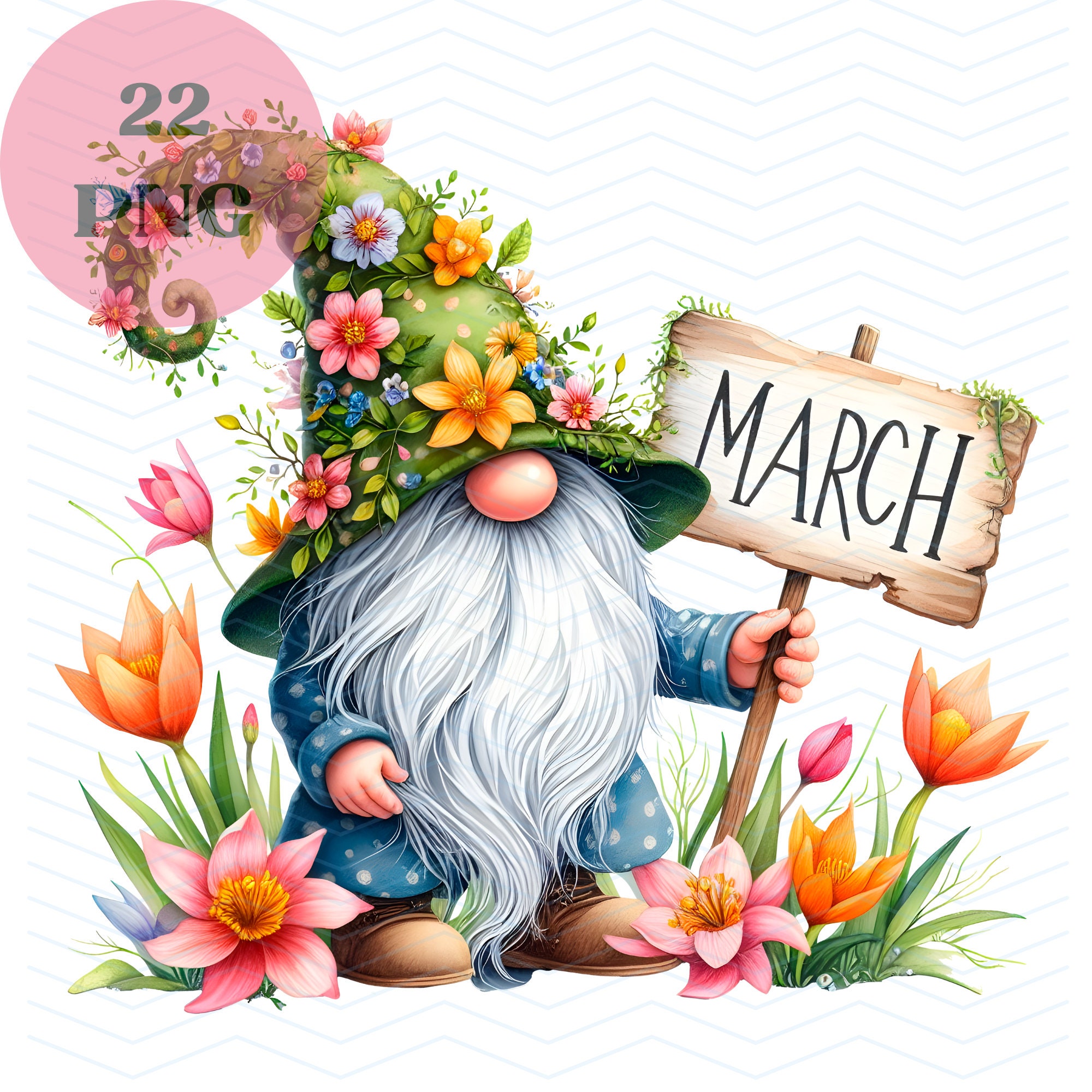 Monthly Gnomes Clipart Bundle, Garden Clipart, March Gnome PNG, Gnomes ...