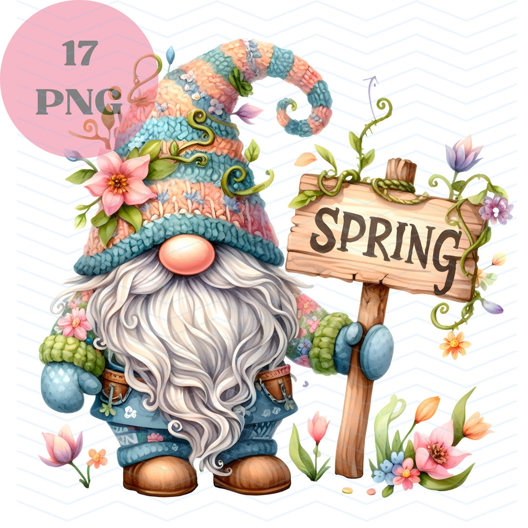 Spring Gnomes Clipart Bundle, Garden Clipart, Spring Gnome PNG, Gnomes ...