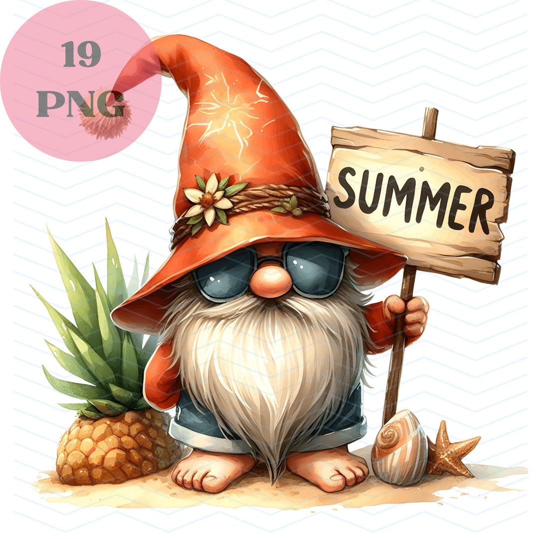 Summer Gnomes Clipart Bundle, Garden Clipart, Summer Gnome PNG, Gnomes ...