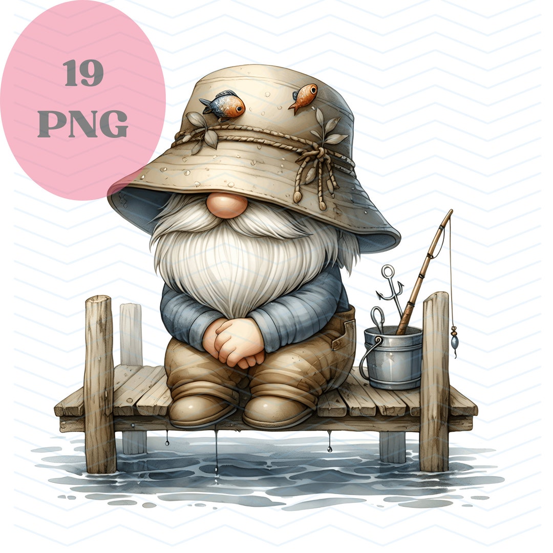 Fisherman Gnomes Clipart Bundle, Garden Clipart, Spring Gnome PNG ...
