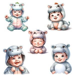 Baby Hippo Clipart Bundle, Baby Clipart, Baby Shower PNG, Baby ...
