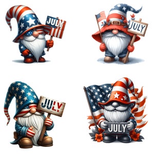 Monthly Gnomes Clipart Bundle, Garden Clipart, July Gnome PNG, Gnomes ...