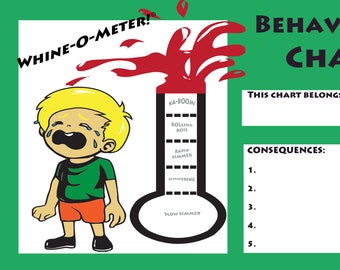Printable Behavior Chart 2 Whine-o-meter Editable Boy Reward Chart Blue ...