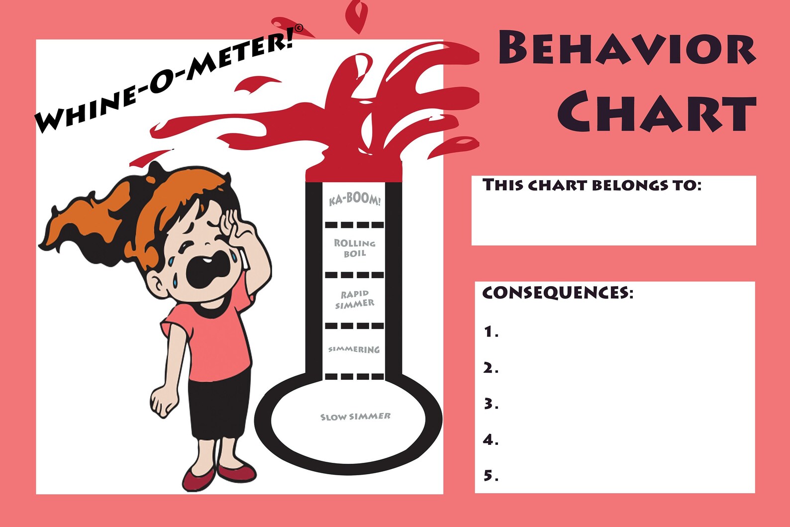 Printable Behavior Chart 3 Whine-o-meter Editable Girl Reward Chart ...