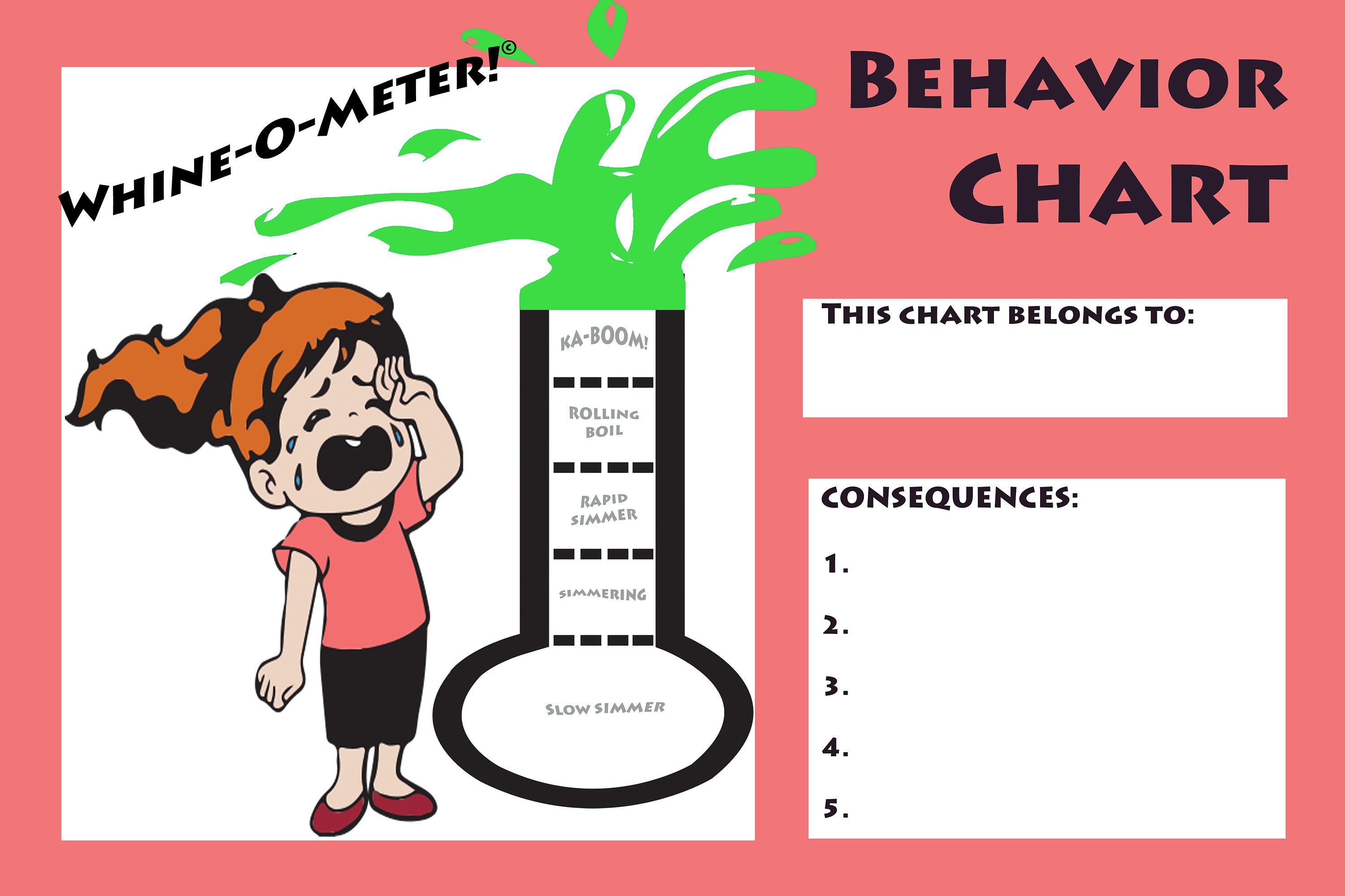 Printable Behavior Chart 3 Whine-o-meter Editable Girl Reward Chart ...