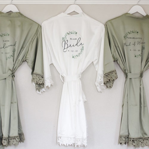 Sage Green Lace Bridesmaid Robes Bridesmaid Gifts Bridal - Etsy