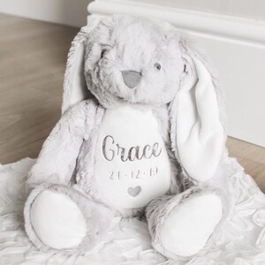 Personalised Bunny Rabbit Teddy Grey Plush Bunny Cuddly Toy - Etsy UK