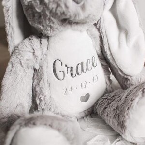 Personalised Bunny Rabbit Teddy Grey Plush Bunny Cuddly Toy - Etsy UK