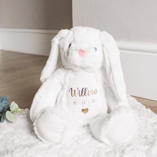Personalised Bunny Rabbit Teddy Grey Plush Bunny Cuddly Toy - Etsy UK