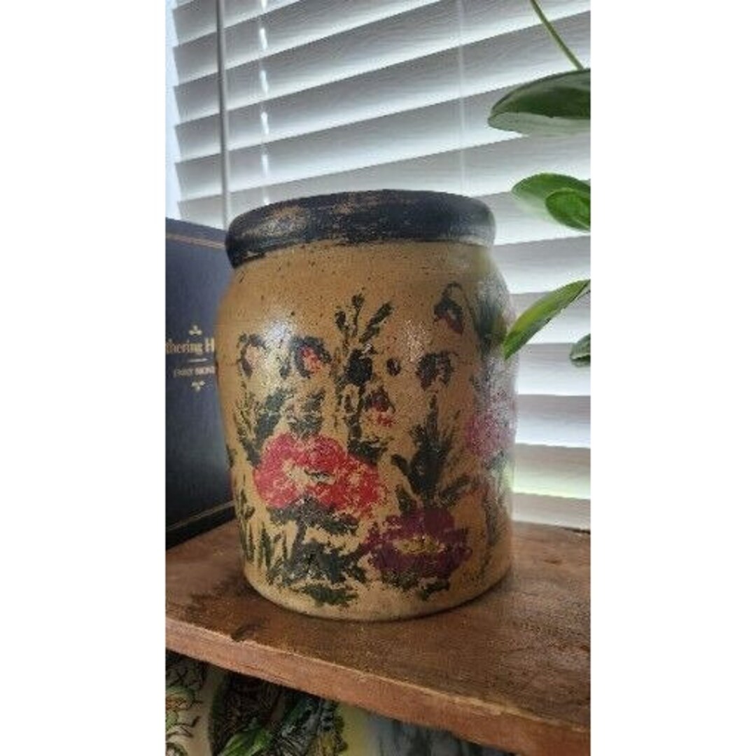 Antique Painted Flowers Stoneware Crock Shabby Floral - Etsy