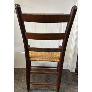 Vintage Shaker Style Ladder Back Rush Woven Seat Side Desk Dining Chair ...