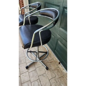 2 Vintage Mid Century Modern Chrome Black Swivel Adjustable Samsonite ...