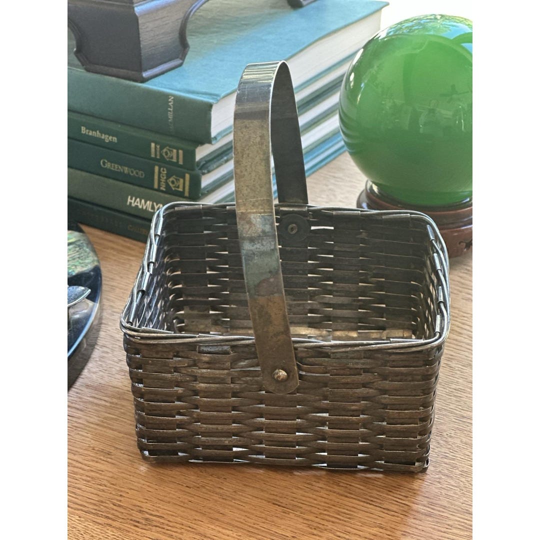 Vintage Silver Plated Woven Wire Basket W Handle 5” FB Roger’s - Etsy
