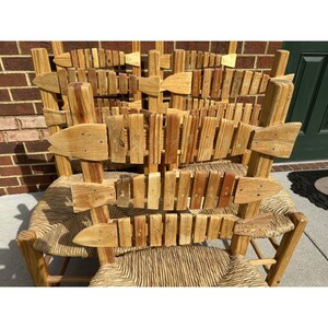 5 Rush Seat Fish Ladderback Dining Chairs Coastal Tiki Bar Beach House ...