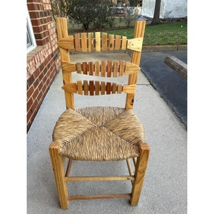 5 Rush Seat Fish Ladderback Dining Chairs Coastal Tiki Bar Beach House ...