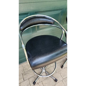 2 Vintage Mid Century Modern Chrome Black Swivel Adjustable Samsonite ...