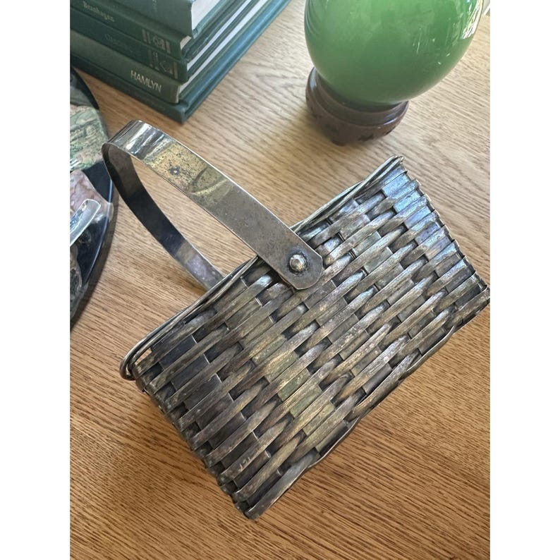 Vintage Silver Plated Woven Wire Basket W Handle 5” FB Roger’s - Etsy