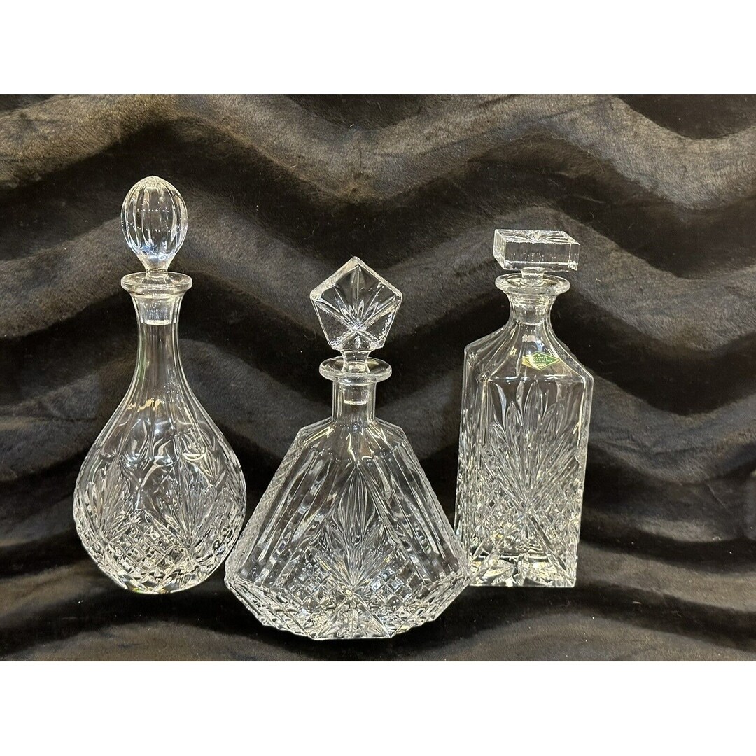 Vintage Lot of 3 Crystal Decanters Barware Godinger Dublin Shannon - Etsy