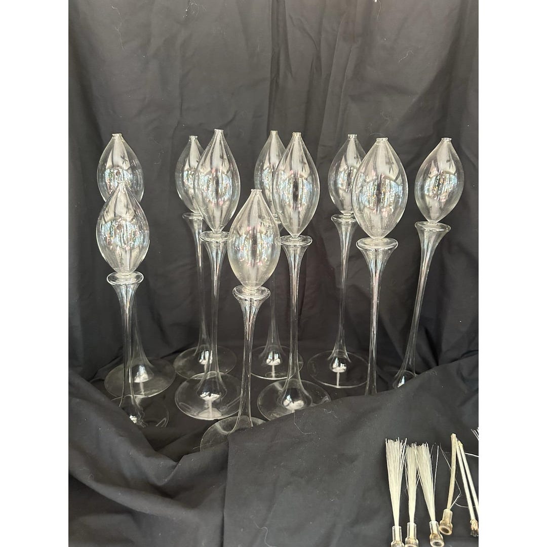 Lot 10 Firelight Clear Glass Oil Candle Waterlily Design - Etsy