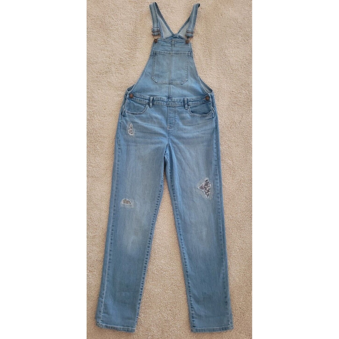 Girl’s Oshkosh Patchwork Teen Youth Large 14 Blue Denim Overalls Jeans ...