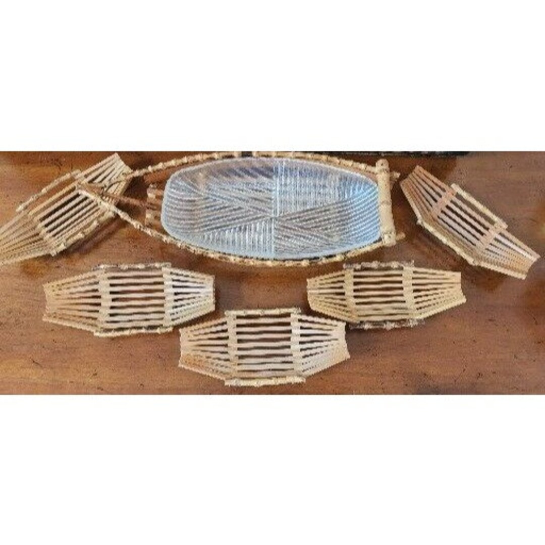 Set of Vintage Japanese Bamboo OSHIBORI TRAY Sushi Meal Holder Boat - Etsy