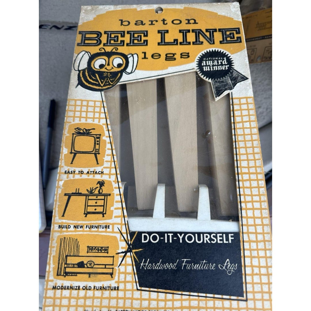 VTG Wood Furnature Legs 9” Barton Bee Line Tapered Square Set of 4 NOS ...