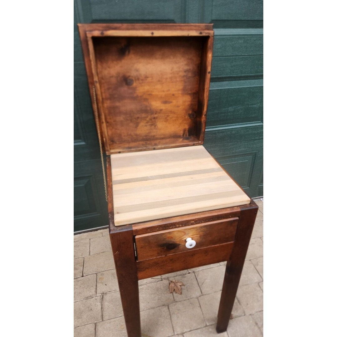 Vintage Kitchen Storage Table Butcher Block Utility Drawer Island ...