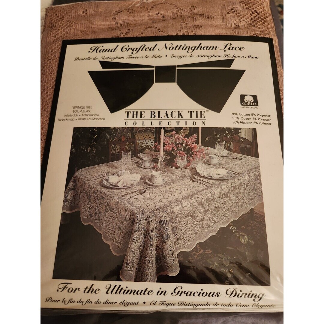 NEW Woven Black Tie Nottingham Lace Tablecloth 60x90 Plum Lavender ...