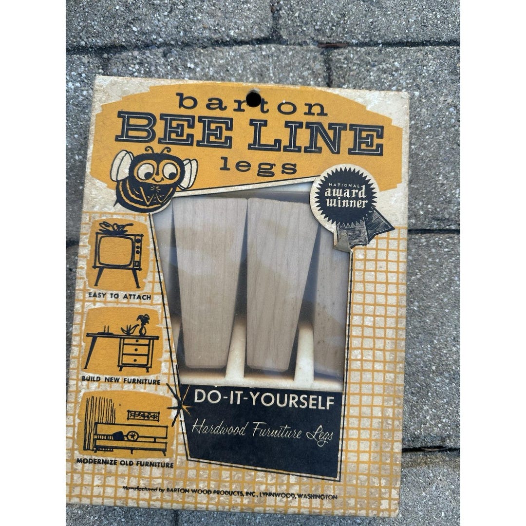 VTG Wood Furniture Legs Barton Bee 4” Line Square Set of 4 NOS - Etsy