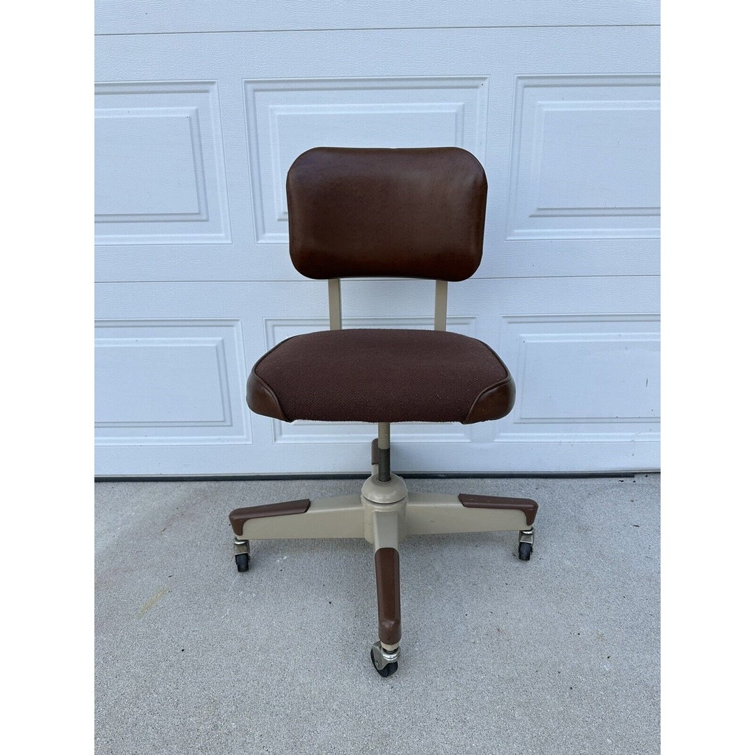 Vintage Industial OFFICE SWIVEL Tilt Tanker CHAIR Mid Century Vinyl ...