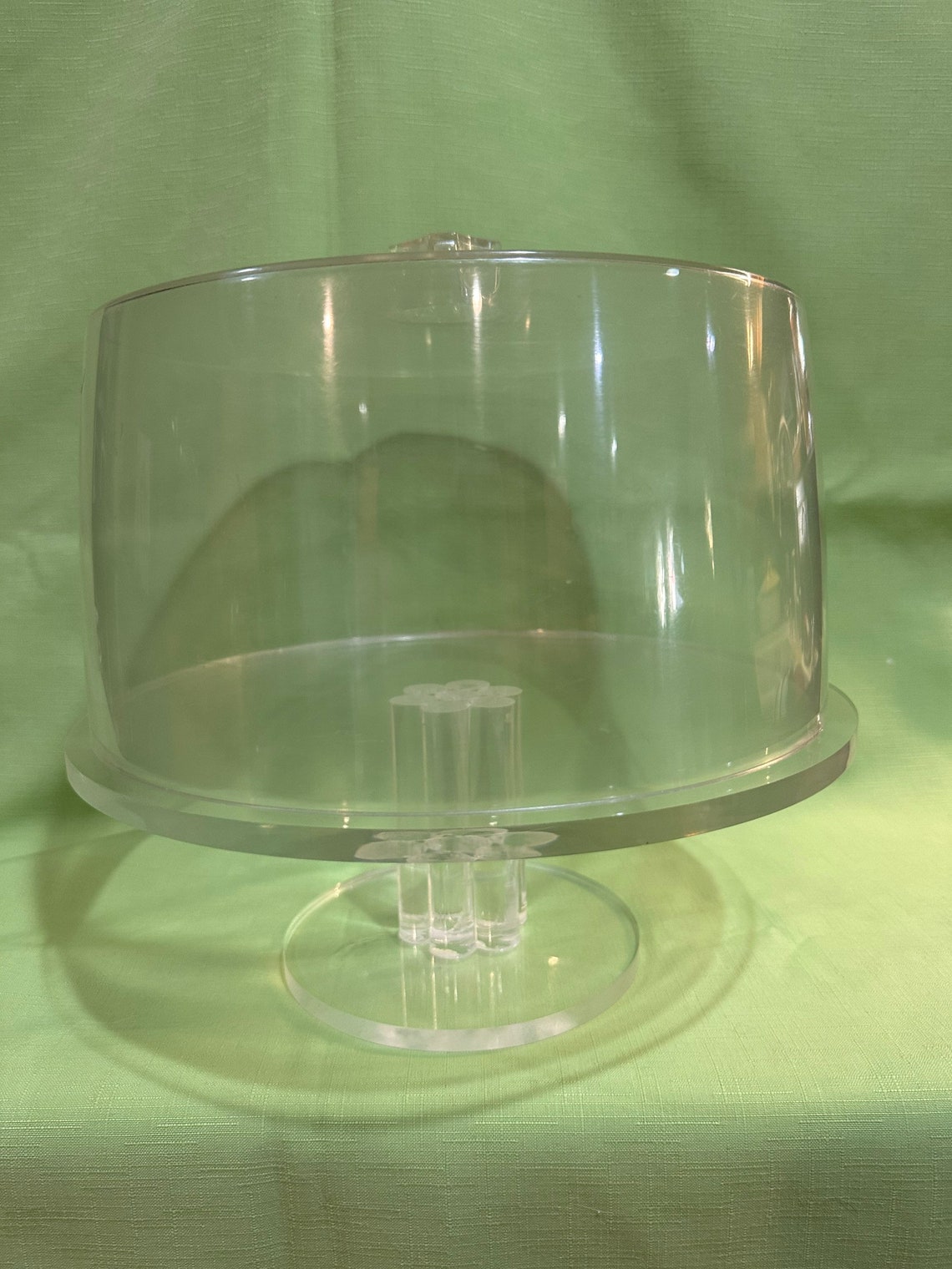 Vintage Clear Lucite Pedestal Cake Stand With Lid Mid Century - Etsy