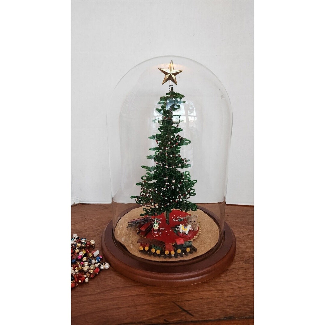 Vintage Westrim Seed Glass Beaded Christmas Tree W glass Dome Cloche Etsy vintage-westrim-seed-glass-beaded-christmas-tree-w-glass-dome-cloche-etsy