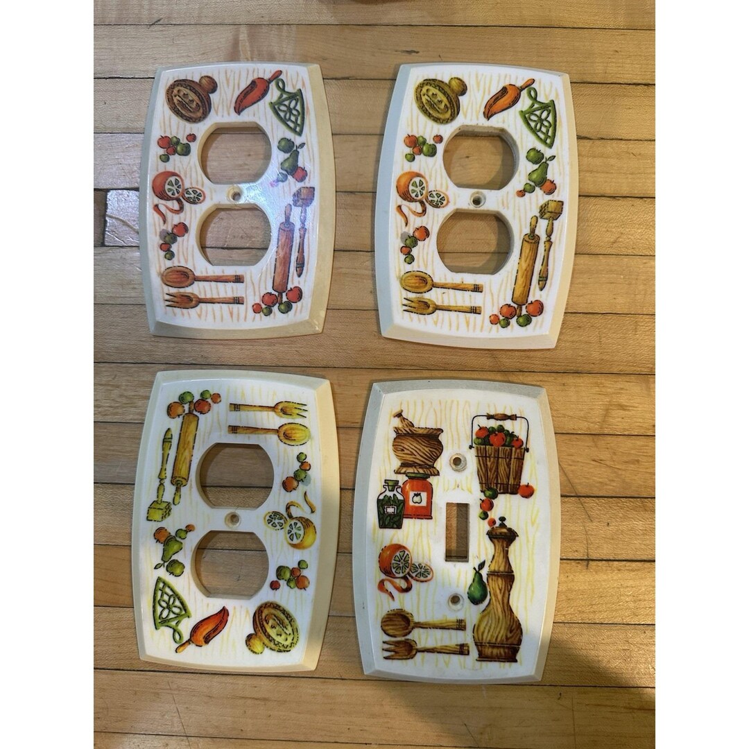 Vintage Set 4 Light Switch Electric Outlet Plates. American Tack ...