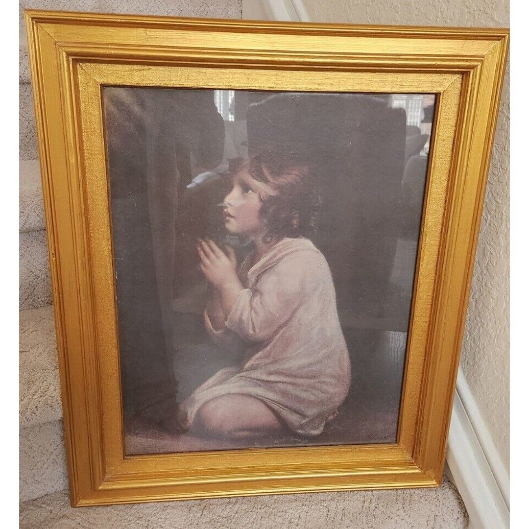 Vintage Italy "the Infant Samuel" Child Praying Art Print in Gold Frame ...