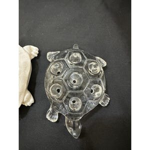 Vintage Pair Turtle Shaped Flower Frog Clear Glass & Porcelain Est 30s ...