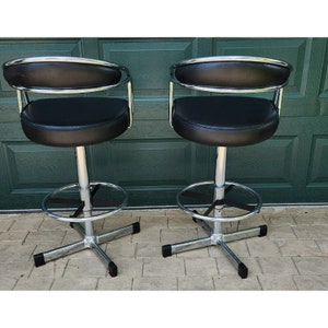 2 Vintage Mid Century Modern Chrome Black Swivel Adjustable Samsonite ...