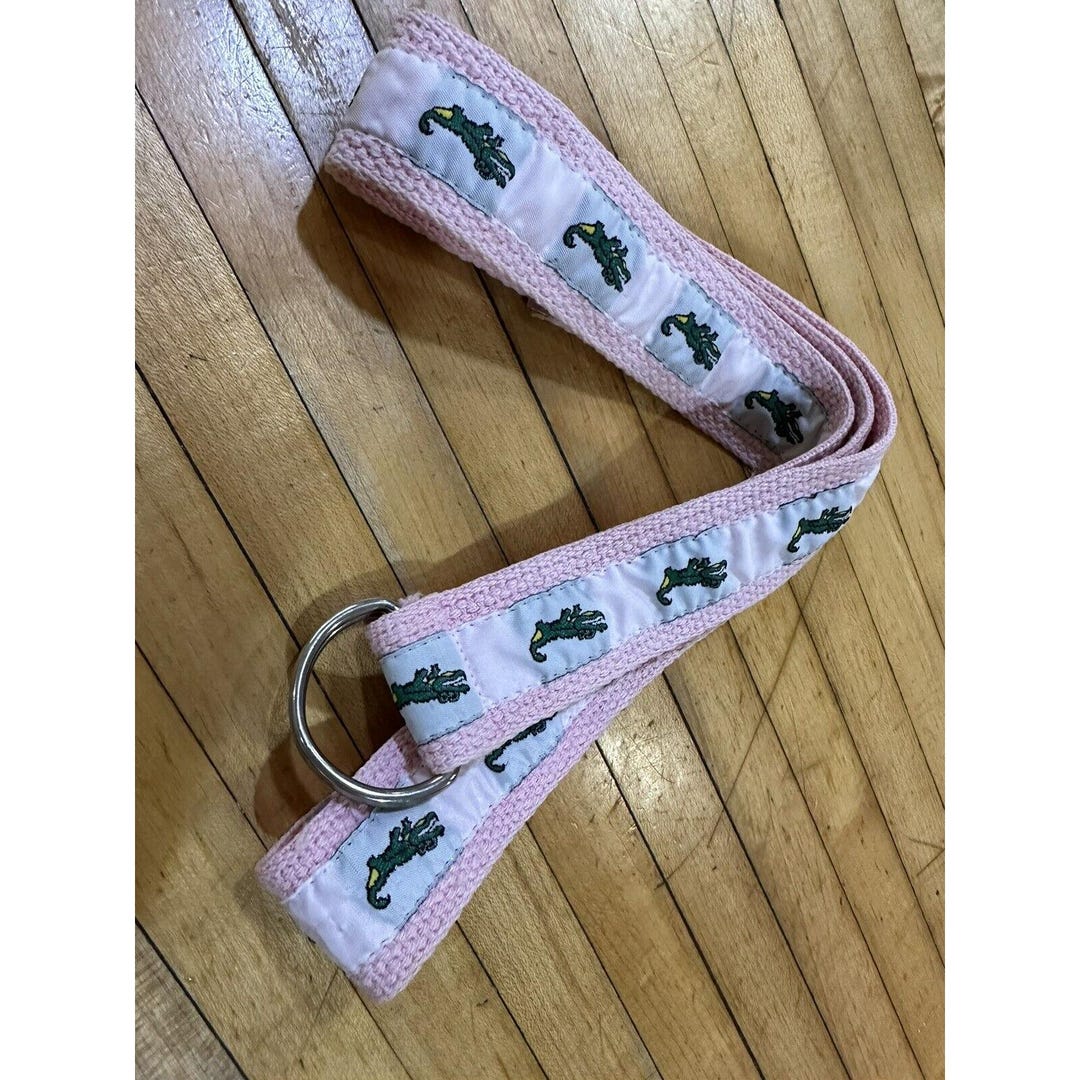 Vintage Belt Preppy (izod?) Crocodile Alligator Ribbon Cotton Webbing O ...
