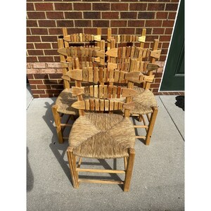 5 Rush Seat Fish Ladderback Dining Chairs Coastal Tiki Bar Beach House ...