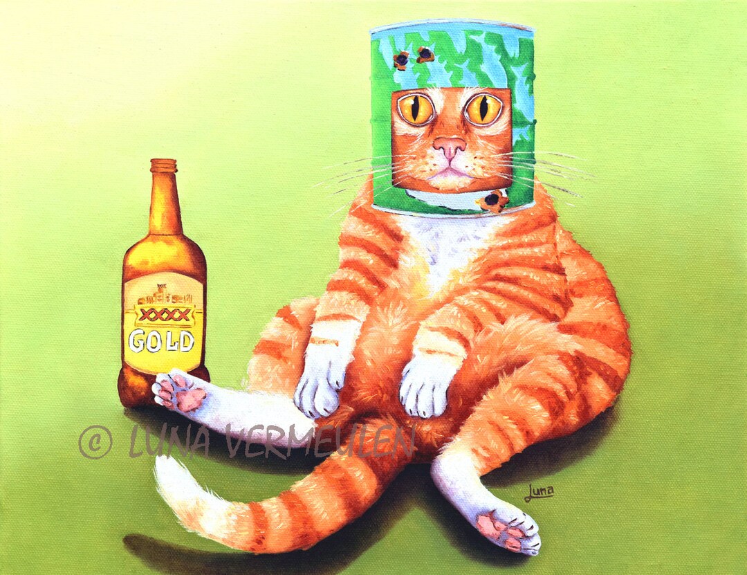 Oil Painting "ned Kitty in Isolation" Art - Etsy Australia