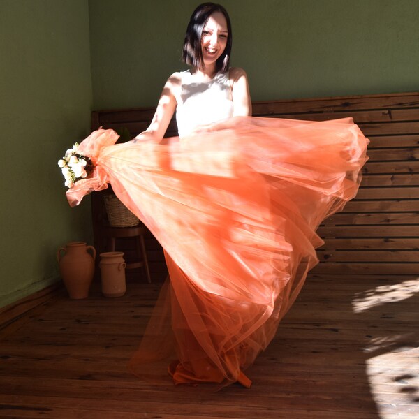 Peach Tulle Skirt - Etsy