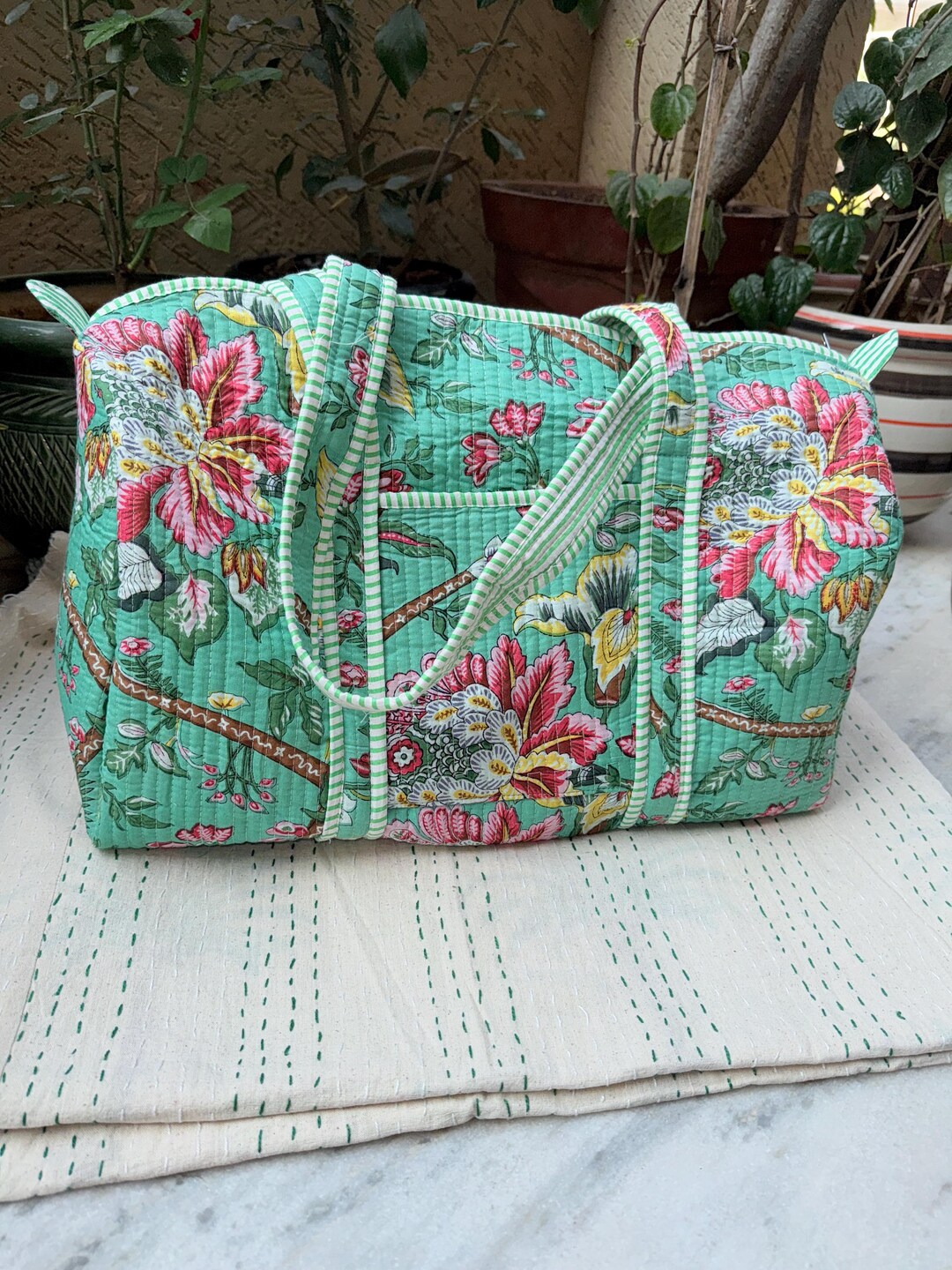 Indian Rama Forest Tree of Life Cotton Printed Utility Quilted Travel ...