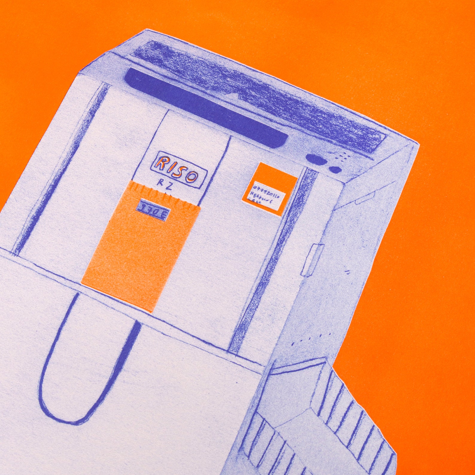 Riso-inception risograph A3 Print - Etsy